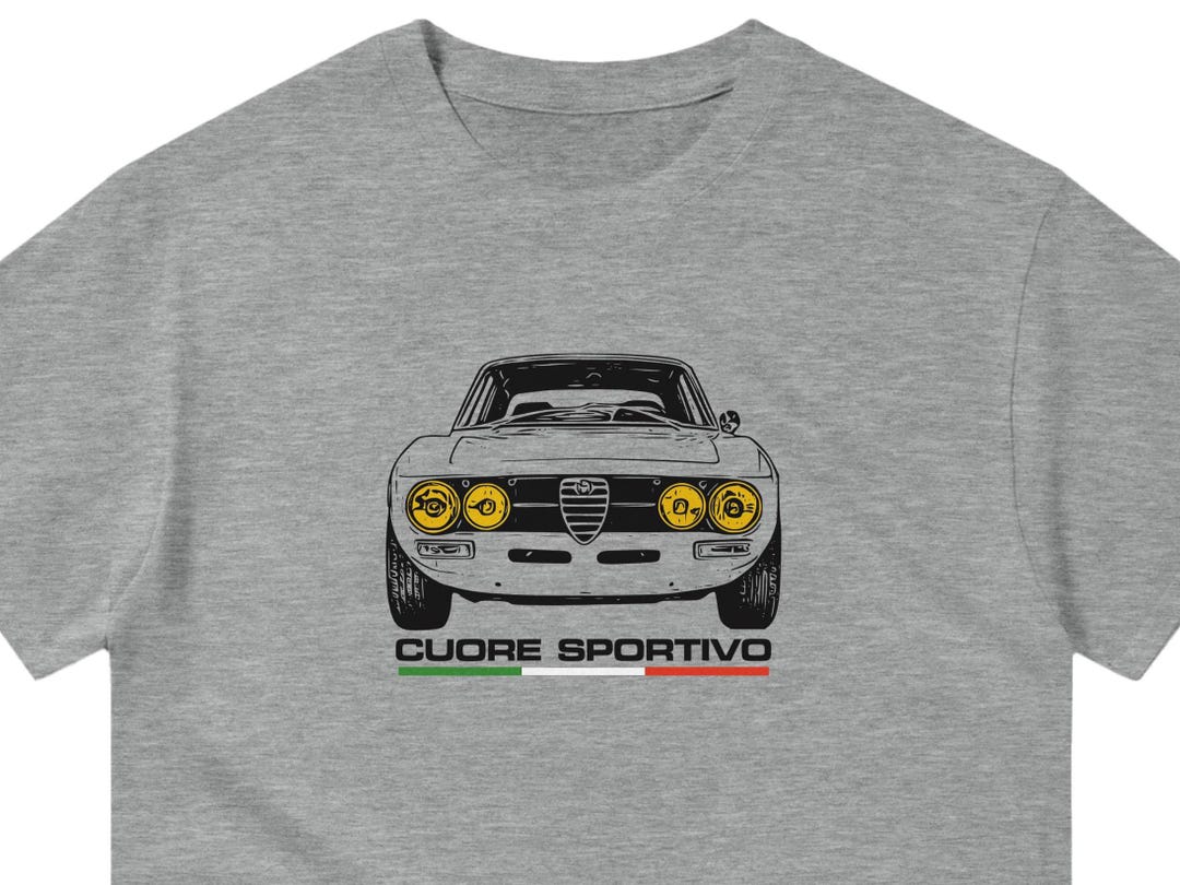 Italian Car T-shirt for Alfa Romeo Fans, Italian Classic Car Tee, Cuore ...