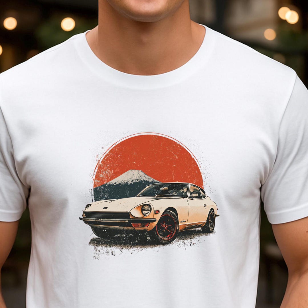 240Z JDM T-shirt | Retro Japanese Sports Car, Mount Fuji Graphic - Etsy