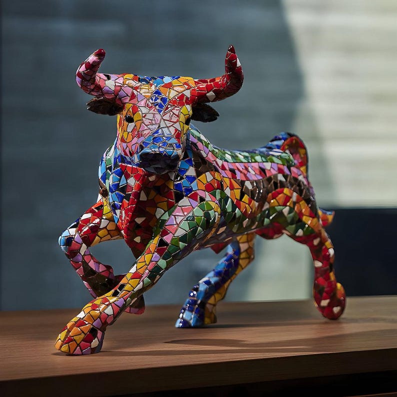 Barcino Classic Collection Bull Mosaic Figurine - Etsy