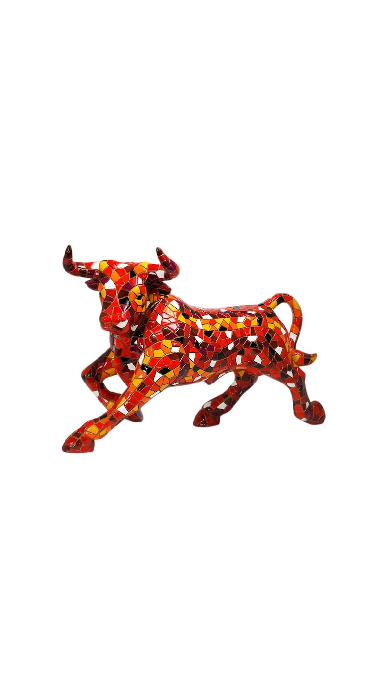 Barcino Mosaic Classic Bull Red Yellow Figurine - Etsy