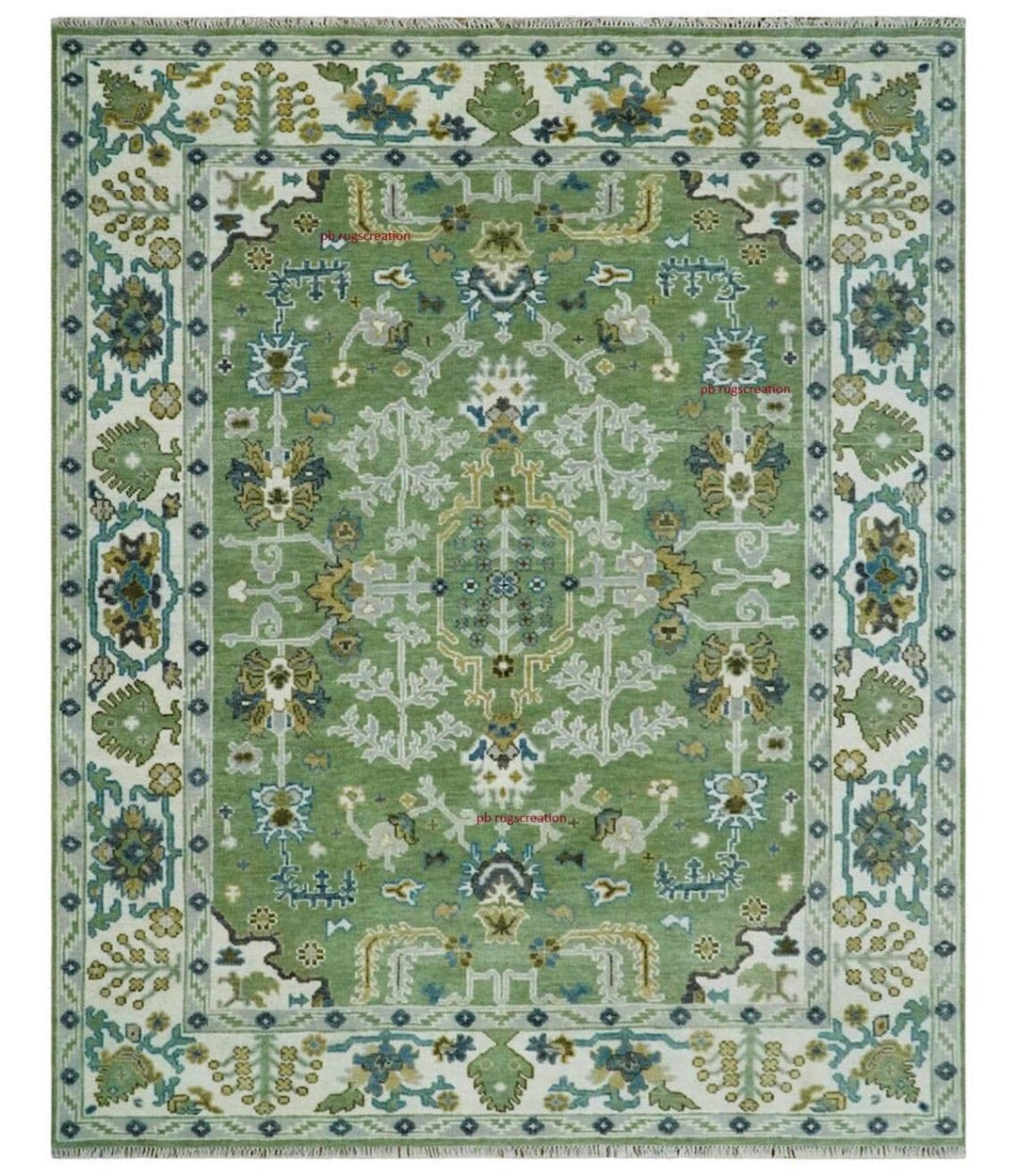 Verdant Indo Oushak Contemporary Hand-knotted With Evergreen Unique ...