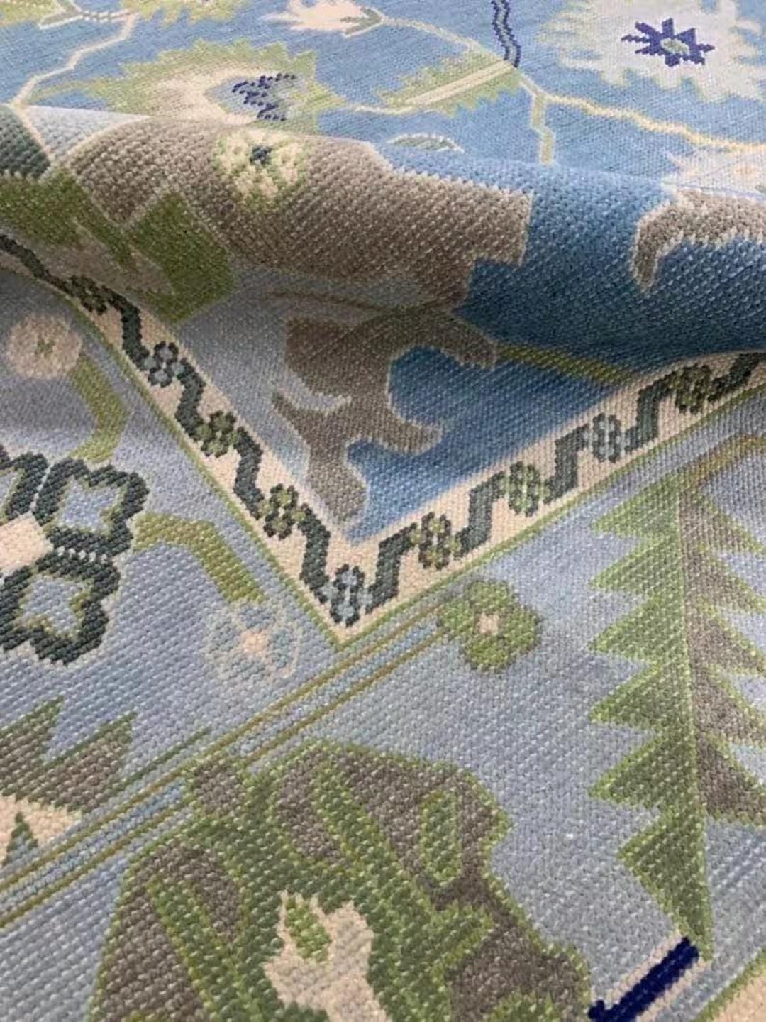 Exquisite Hand Made Oushak Rugs in Color Blue/grey Contemporary Turkish ...