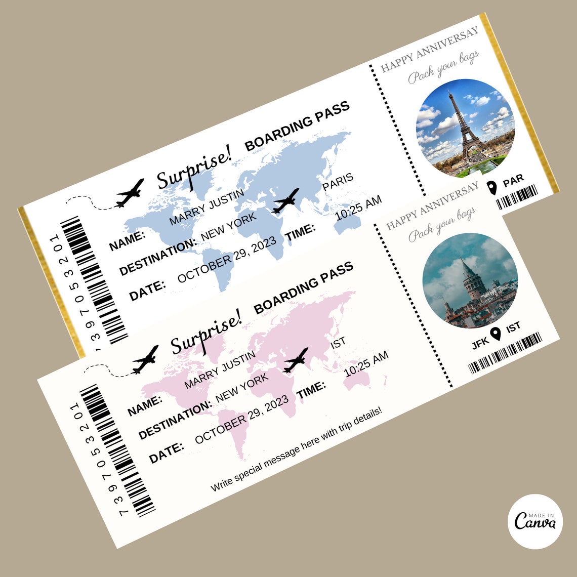 Editable Boarding Pass Template, Canva Boarding Pass, Customizable ...