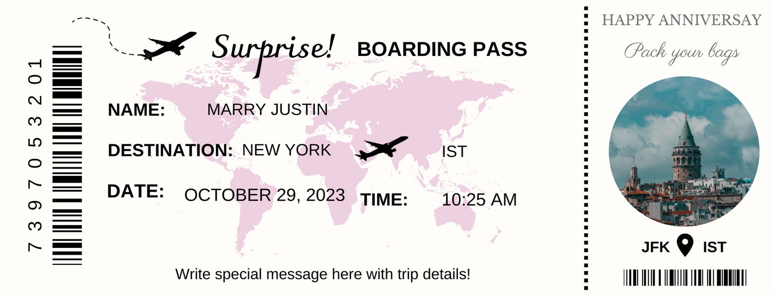 Editable Boarding Pass Template, Canva Boarding Pass, Customizable ...