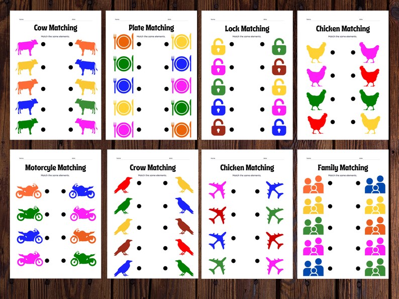 Printable Matching Worksheets, Match the Picture, Kindergarten ...