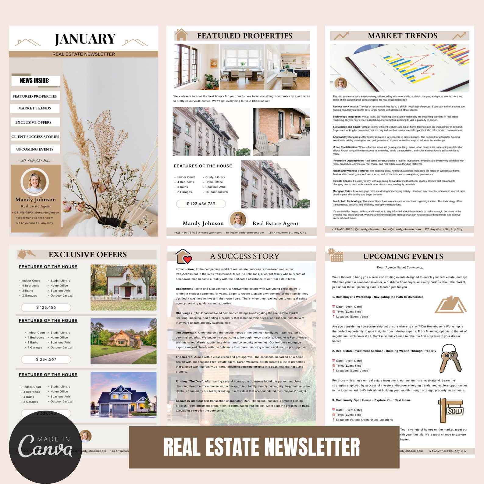 Real Estate Newsletter Bundle Real Estate Marketing 12 Month Realtor ...