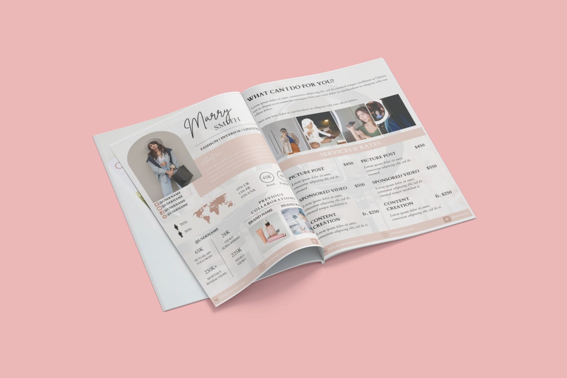 Media Kit Influencer Template, Instagram Media Kit Template, Influencer ...