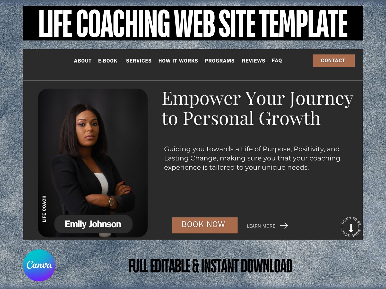 Life Coach Website Template Canva, Coaching Website Boho Landing Page ...