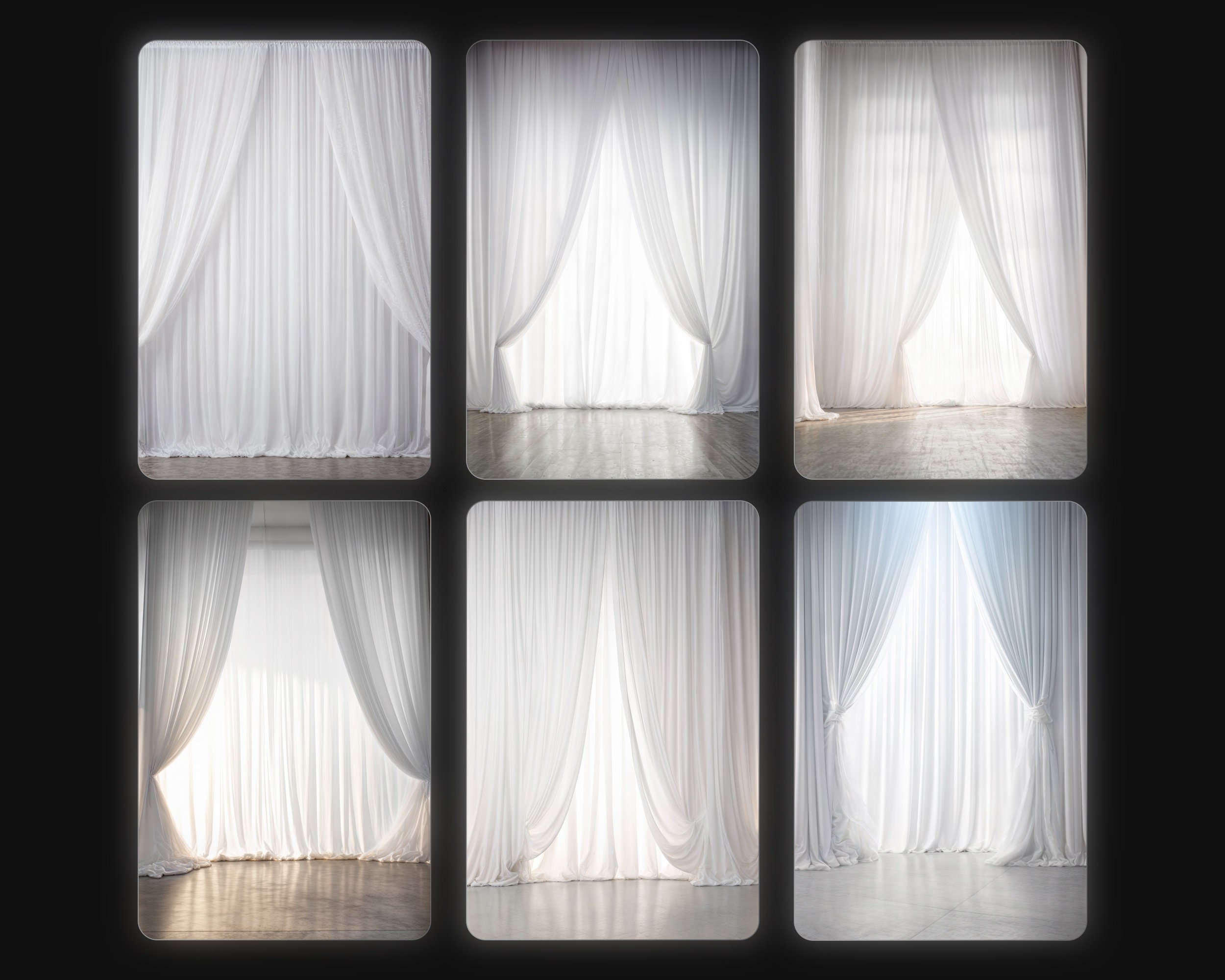 14 White Curtain Drape Digital Backdrops Set, Maternity Studio Overlays ...