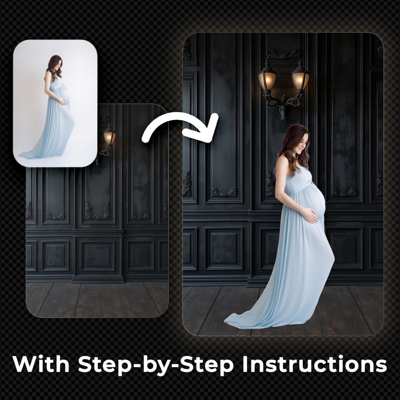 Studio Backdrop Overlays, Black Paneled Wall Digital Backdrops, Fine ...