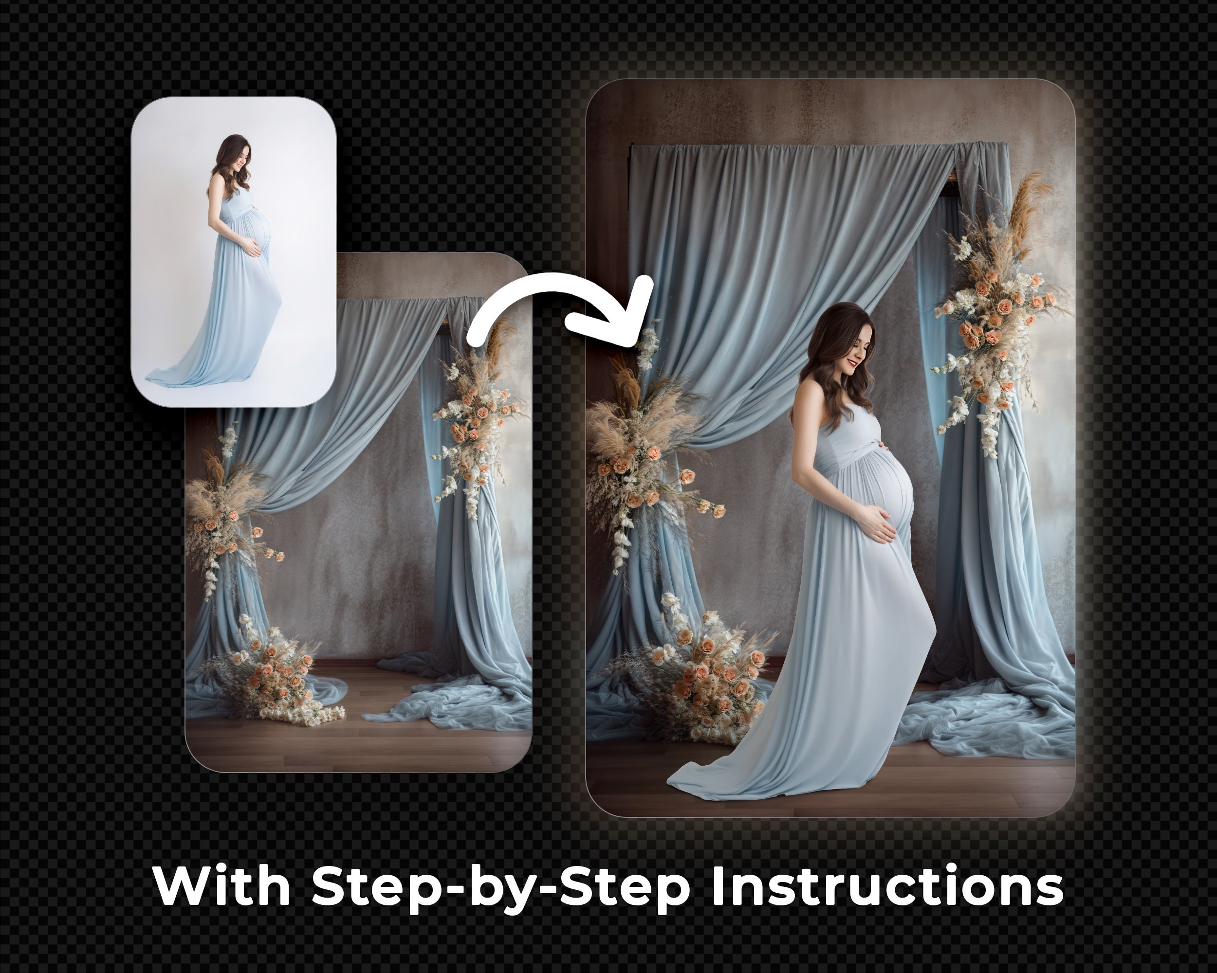 12 Wedding Light Blue Arch Digital Backdrops Set Maternity - Etsy