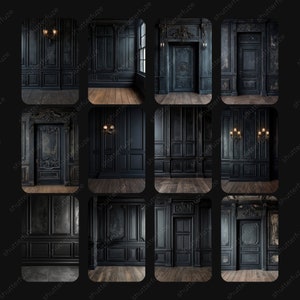 Studio Backdrop Overlays, Black Paneled Wall Digital Backdrops, Fine ...