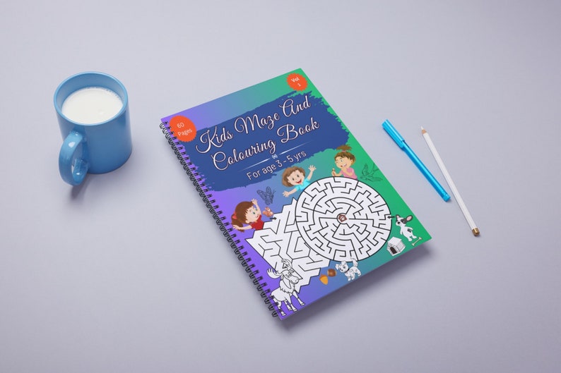 Printable Mazes Puzzle and Coloring Activity Book for Kids Aged 3-5yrs ...
