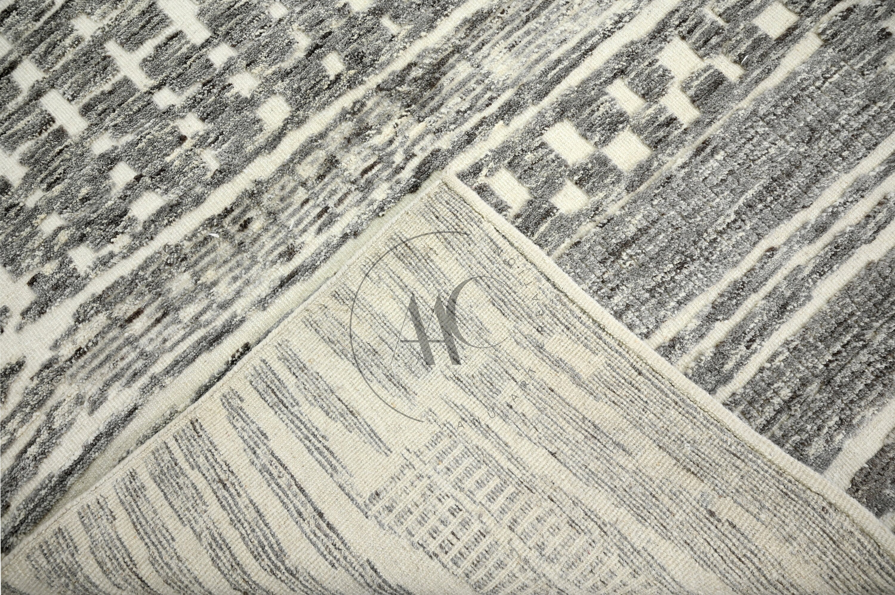 9x12 Gray Ivory White Modern Boho Style Hand Knotted Wool Rug, New ...