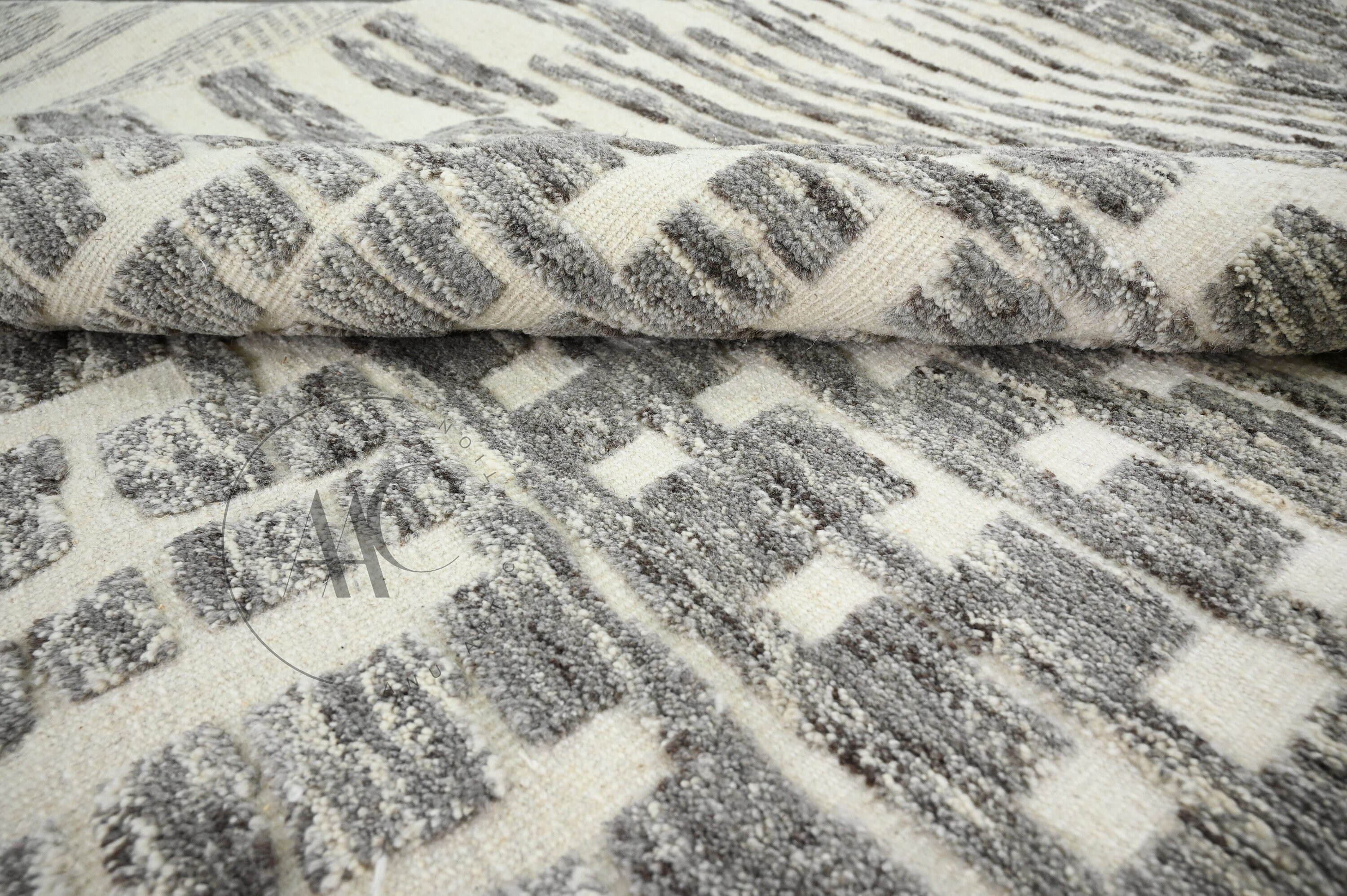 9x12 Gray Ivory White Modern Boho Style Hand Knotted Wool Rug, New ...