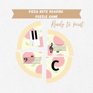 Music Note Reading Puzzle Game - Pizza Edition, Printable for Music ...