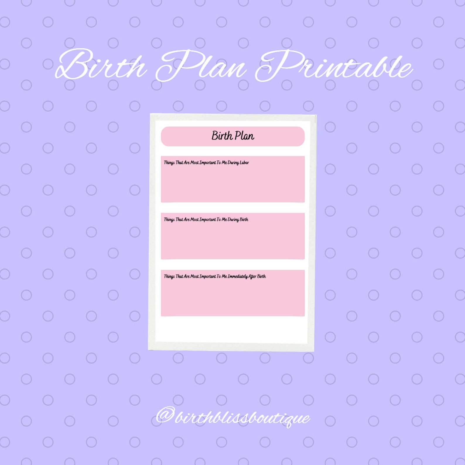 Birth Plan, Printable Birth Plan, Birth Plan Template. A4, US Letter ...