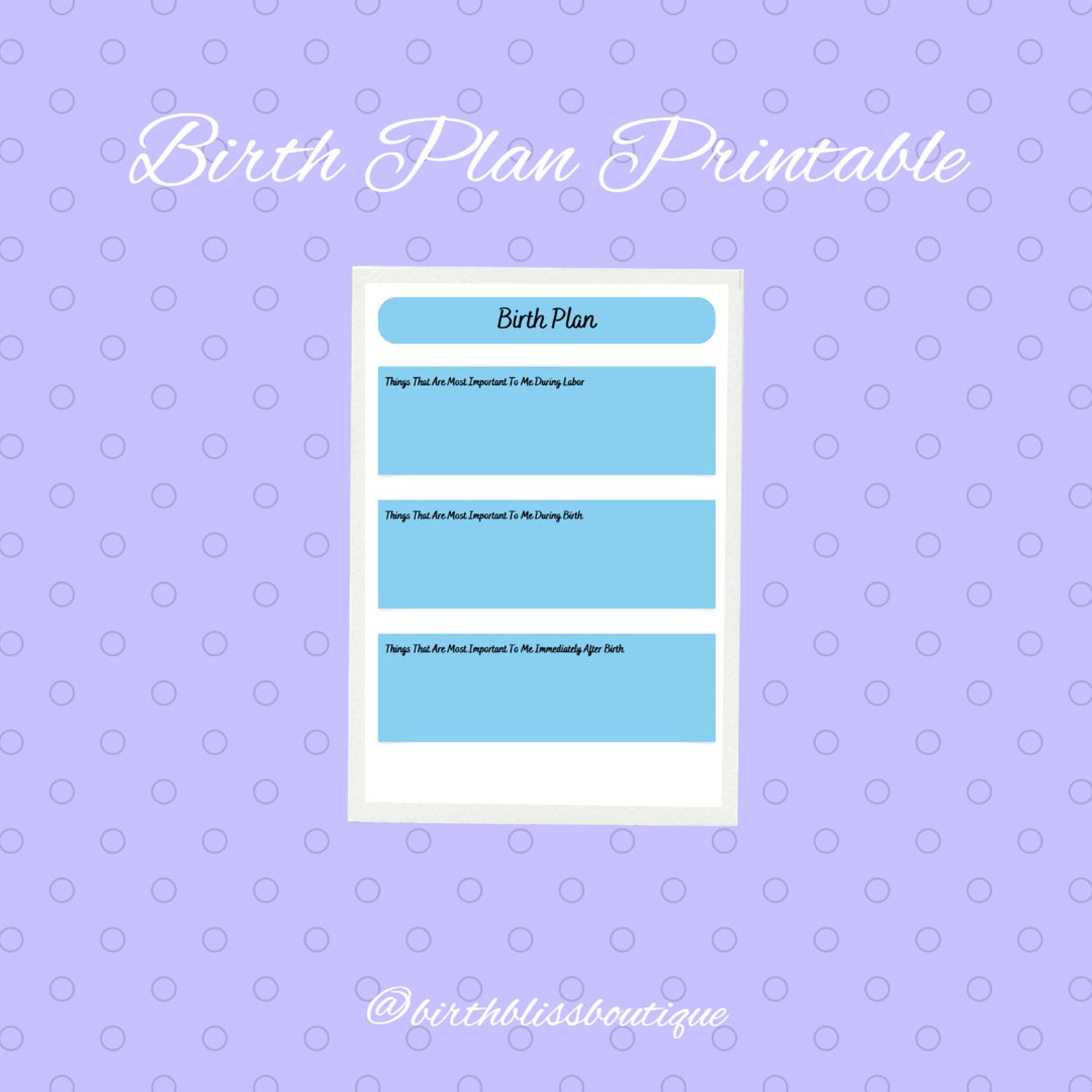 Birth Plan, Printable Birth Plan, Birth Plan Template. A4, US Letter ...