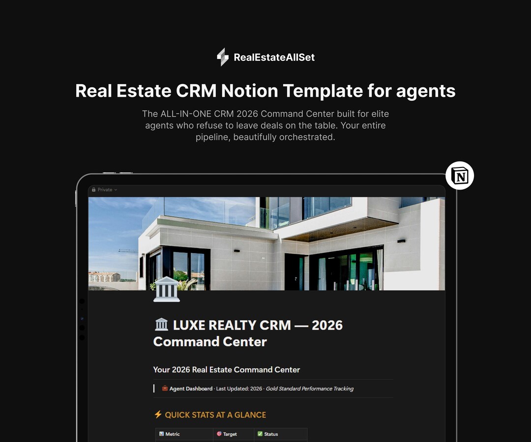 Real Estate Agent Notion Template | CRM Dashboard, Planner (digital ...
