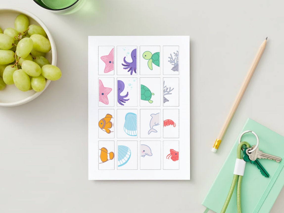 12 Pages PDF Printable Educational Matching Cards Games for Toddlers ...