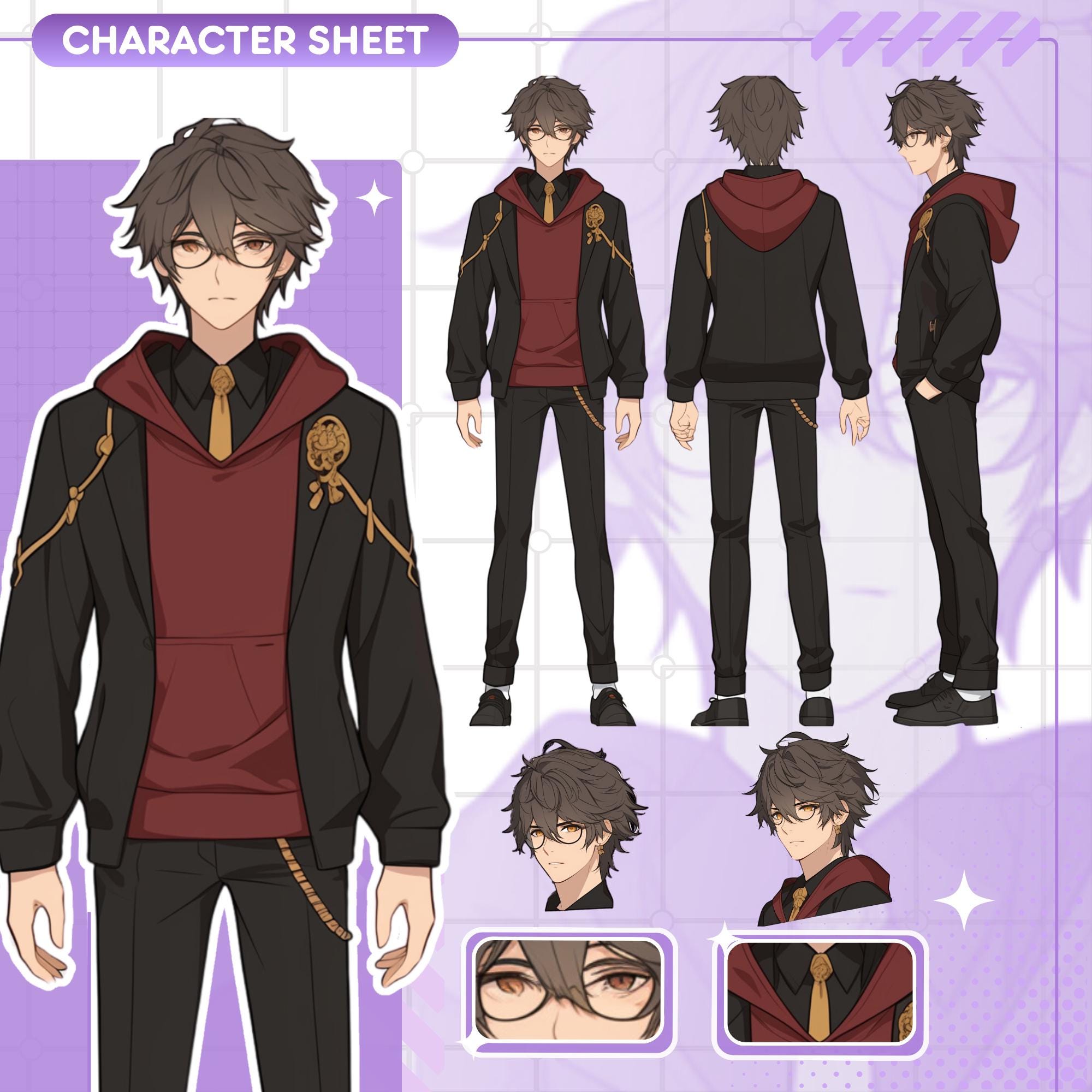 Custom Anime Character Reference Sheet: Fursona, Vtuber, Dnd - Etsy