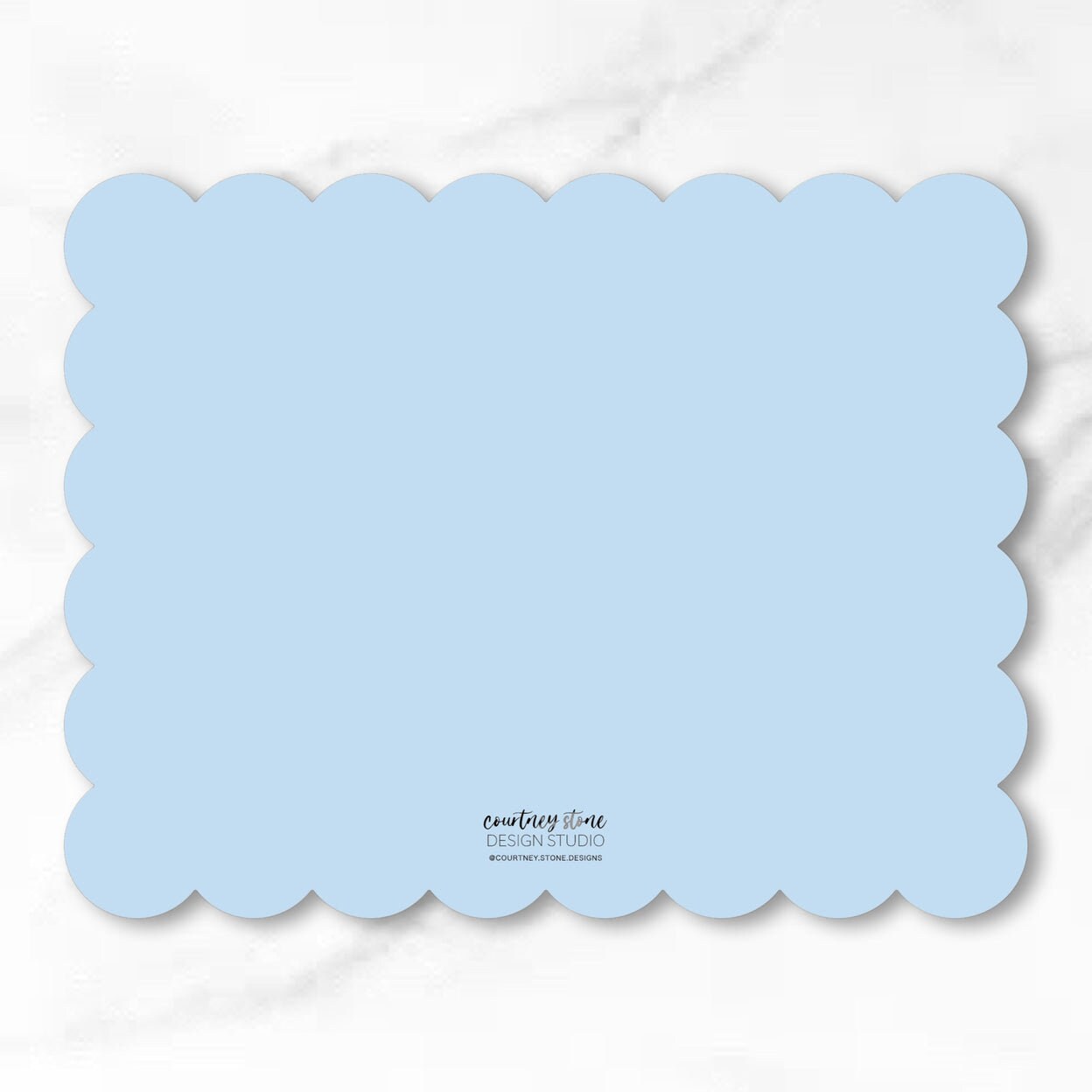 Scallop Cut-out Stationery - Blue W/ Green Double Border - Etsy