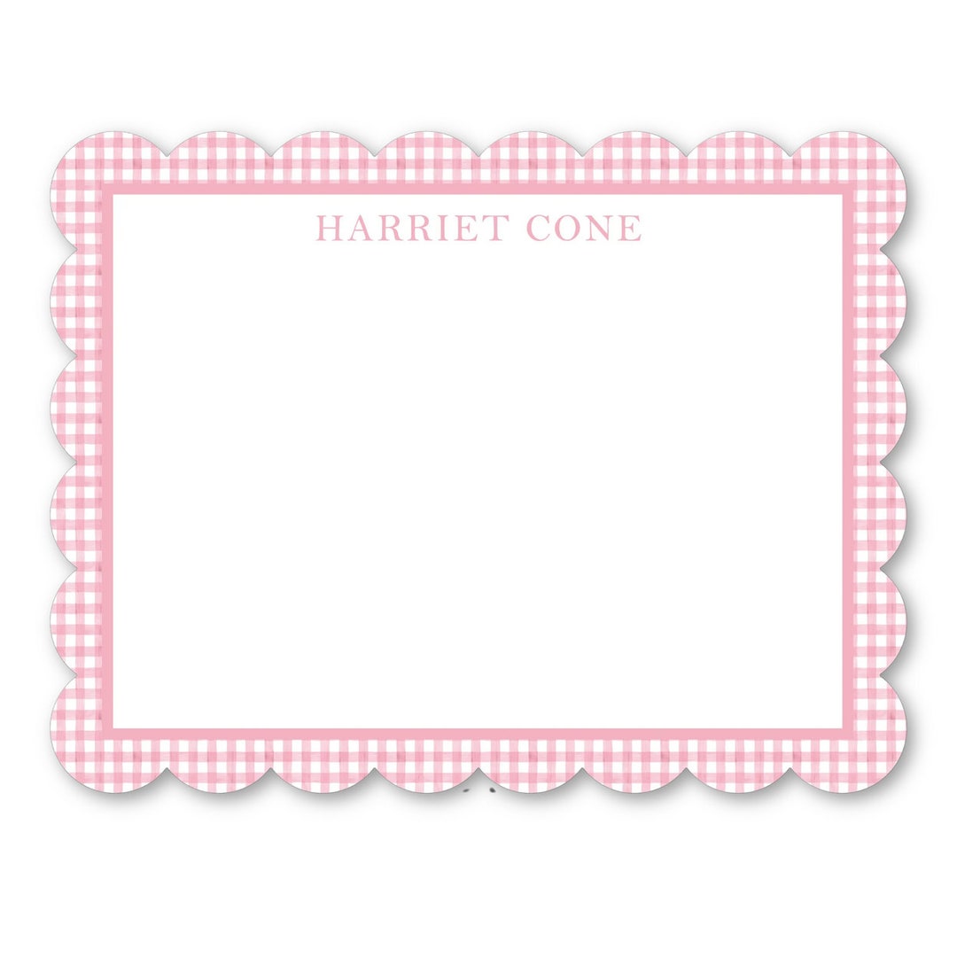 Scallop Cut-out Stationery - Pink Gingham - Etsy