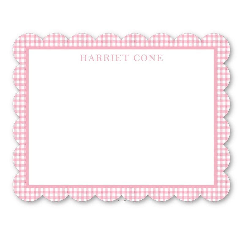 Scallop Cut-out Stationery - Pink Gingham - Etsy