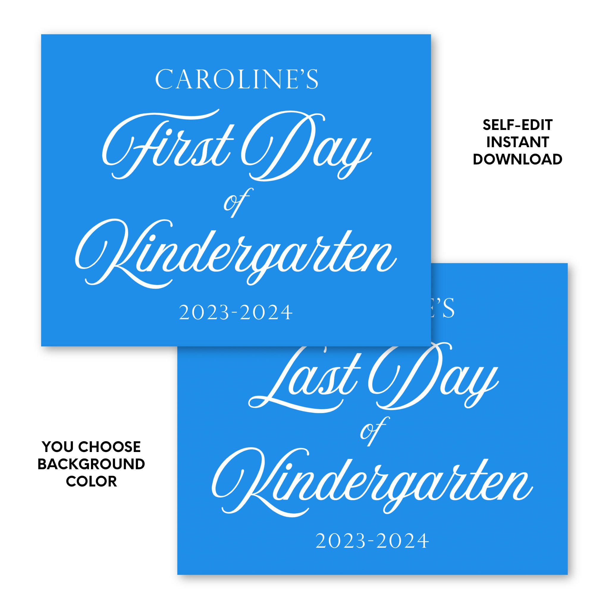 Printable Solid Background Script Sign, Self-edit, Printable Back to ...