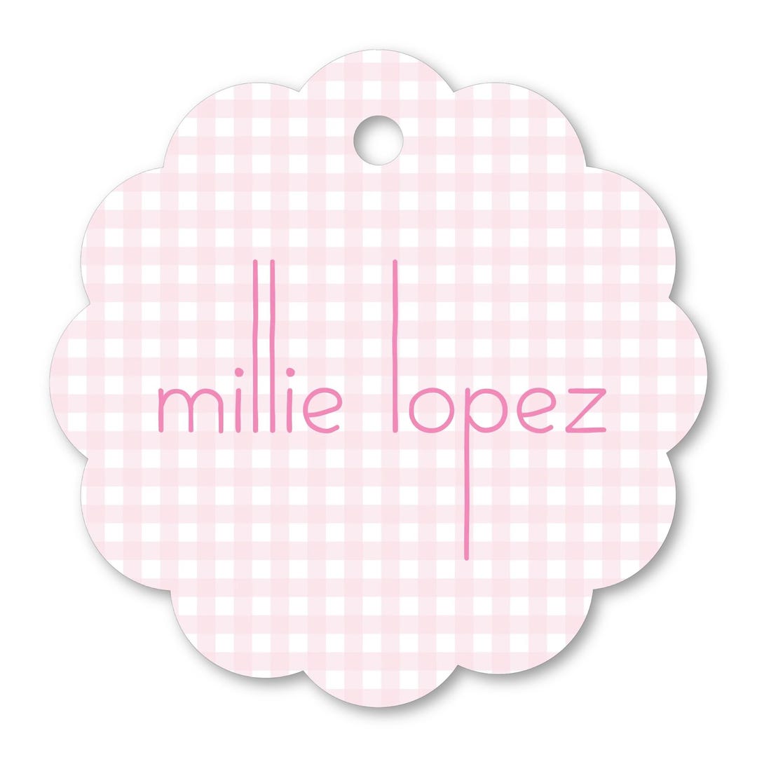 Scallop Gift Tag: Pink Gingham - Etsy