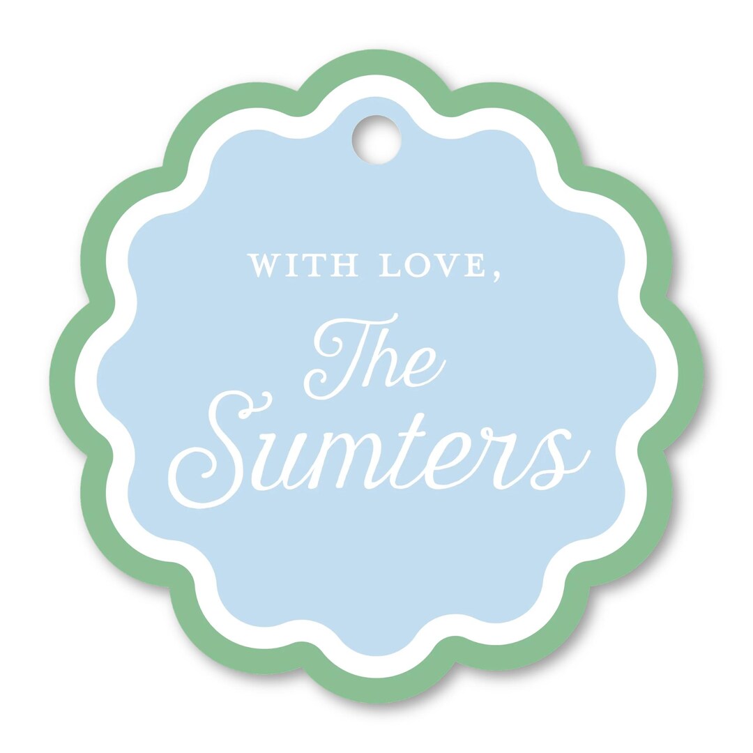 Scallop Gift Tag: Blue Green Name - Etsy