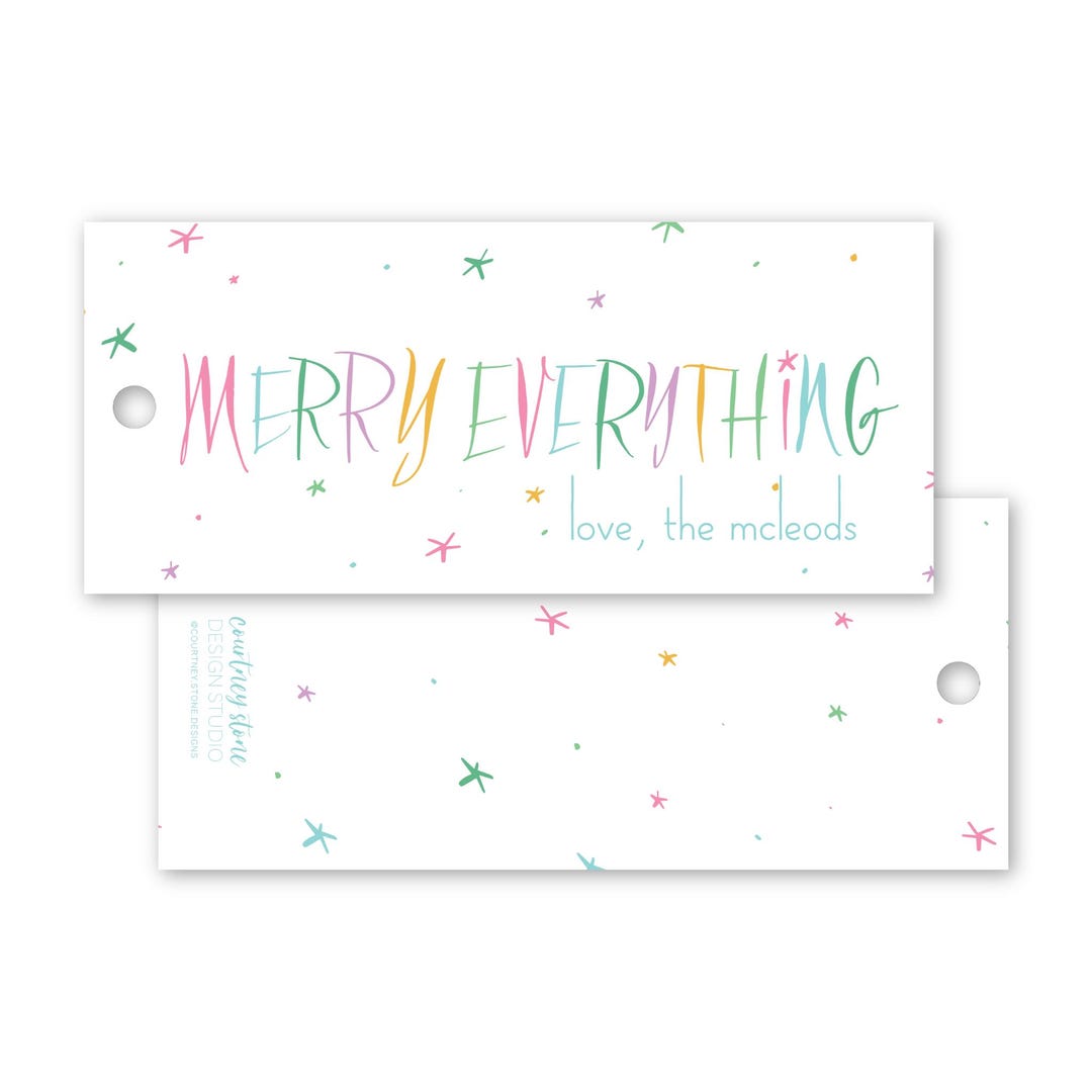 Merry Everything Holiday Gift Tag - Colorful - Etsy