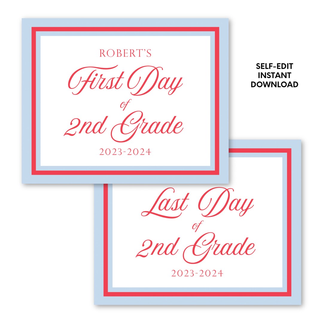 Printable Red/blue Script School Sign, Self-edit, Printable Back to ...