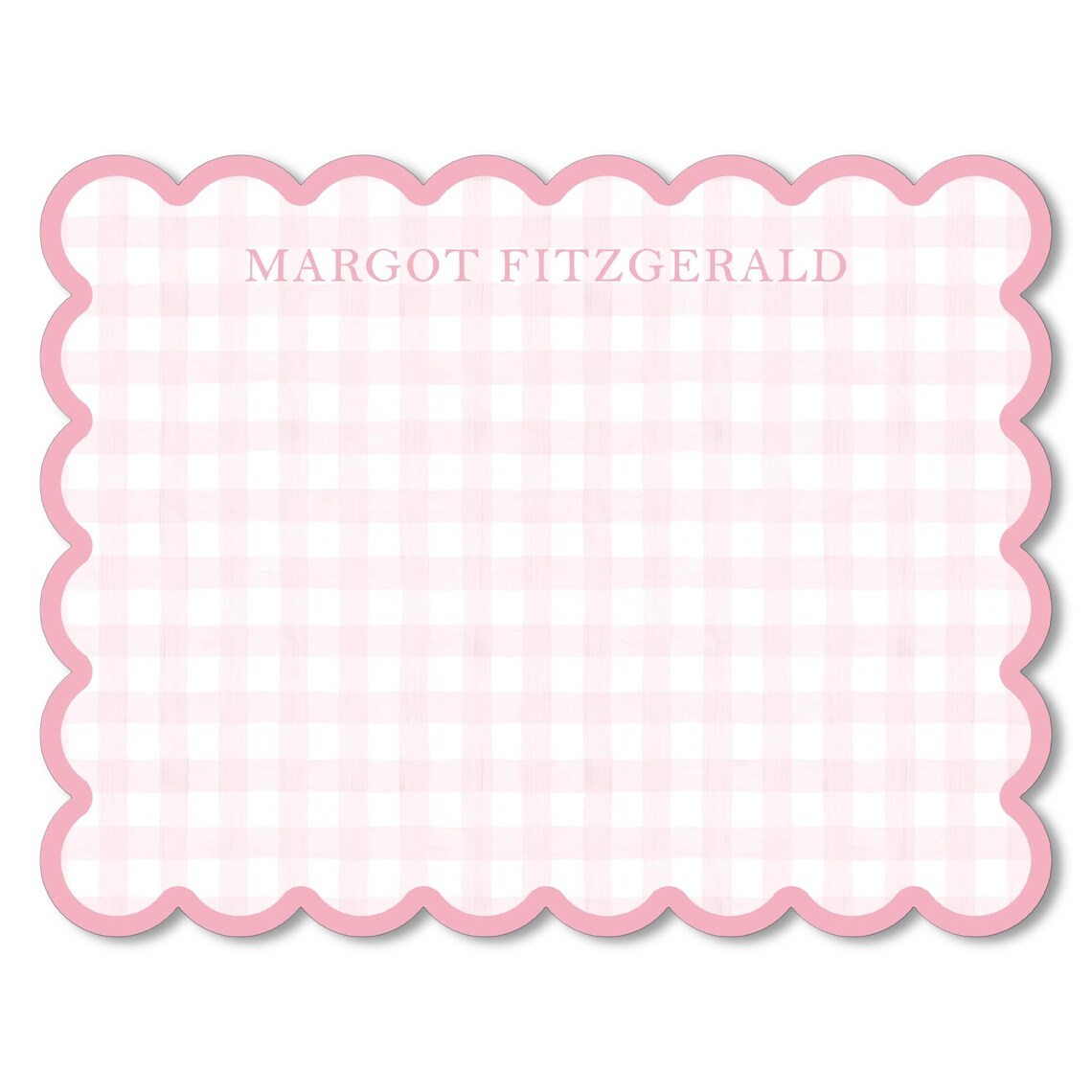 Pink Gingham With Border Scallop Cut-out Stationery - Etsy