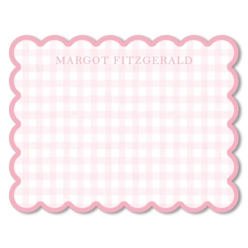 Pink Gingham With Border Scallop Cut-out Stationery - Etsy