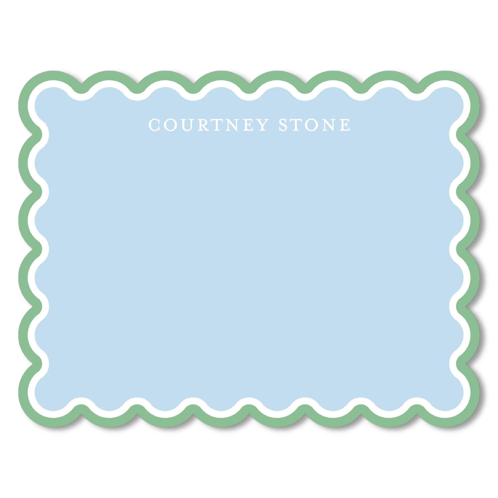 Scallop Cut-out Stationery - Blue W/ Green Double Border - Etsy