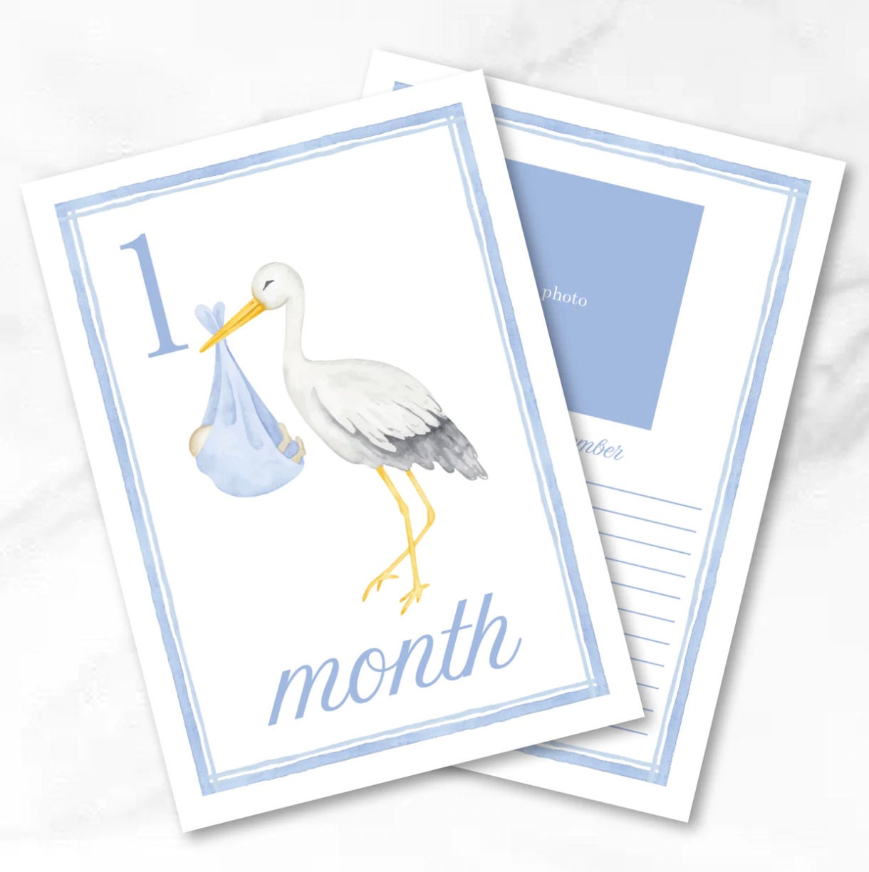 Blue Watercolor Monthly Milestone Card Set Baby Boy - Etsy
