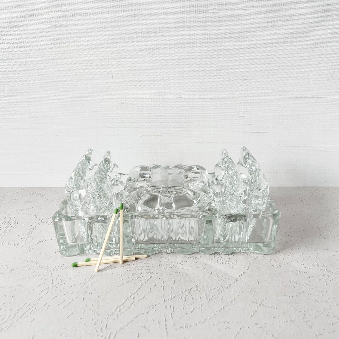 Vintage Clear Glass Coffee Table Stash Box and Ashtray Set - Etsy