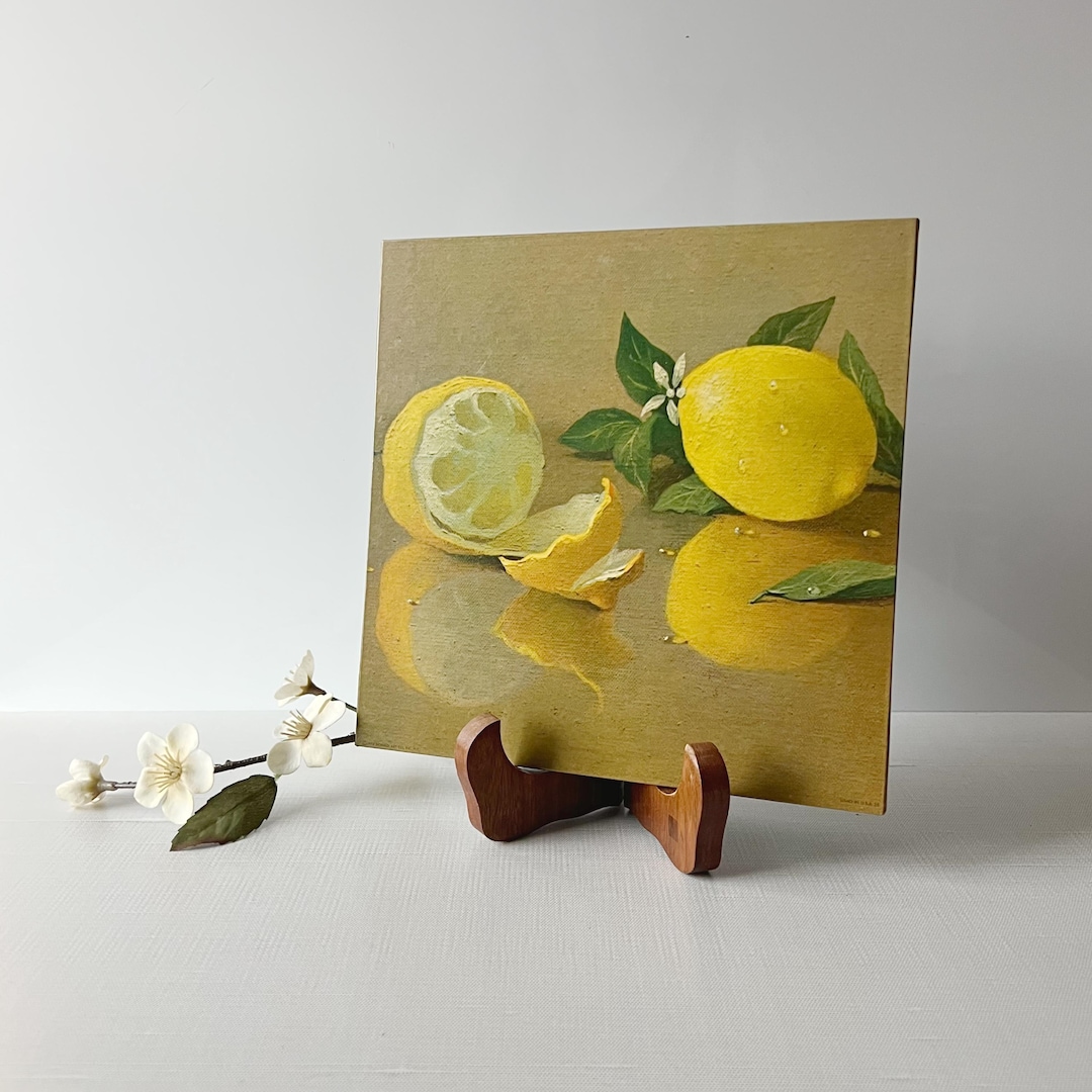 Vintage MCM Lemon Print Hot Plate Plaque - Donald Art Compan - Etsy