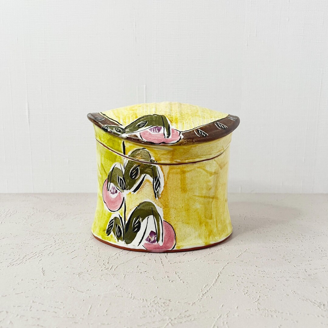 Vintage Posey Bacopoulos Terracotta Pottery Container With Lid - Etsy