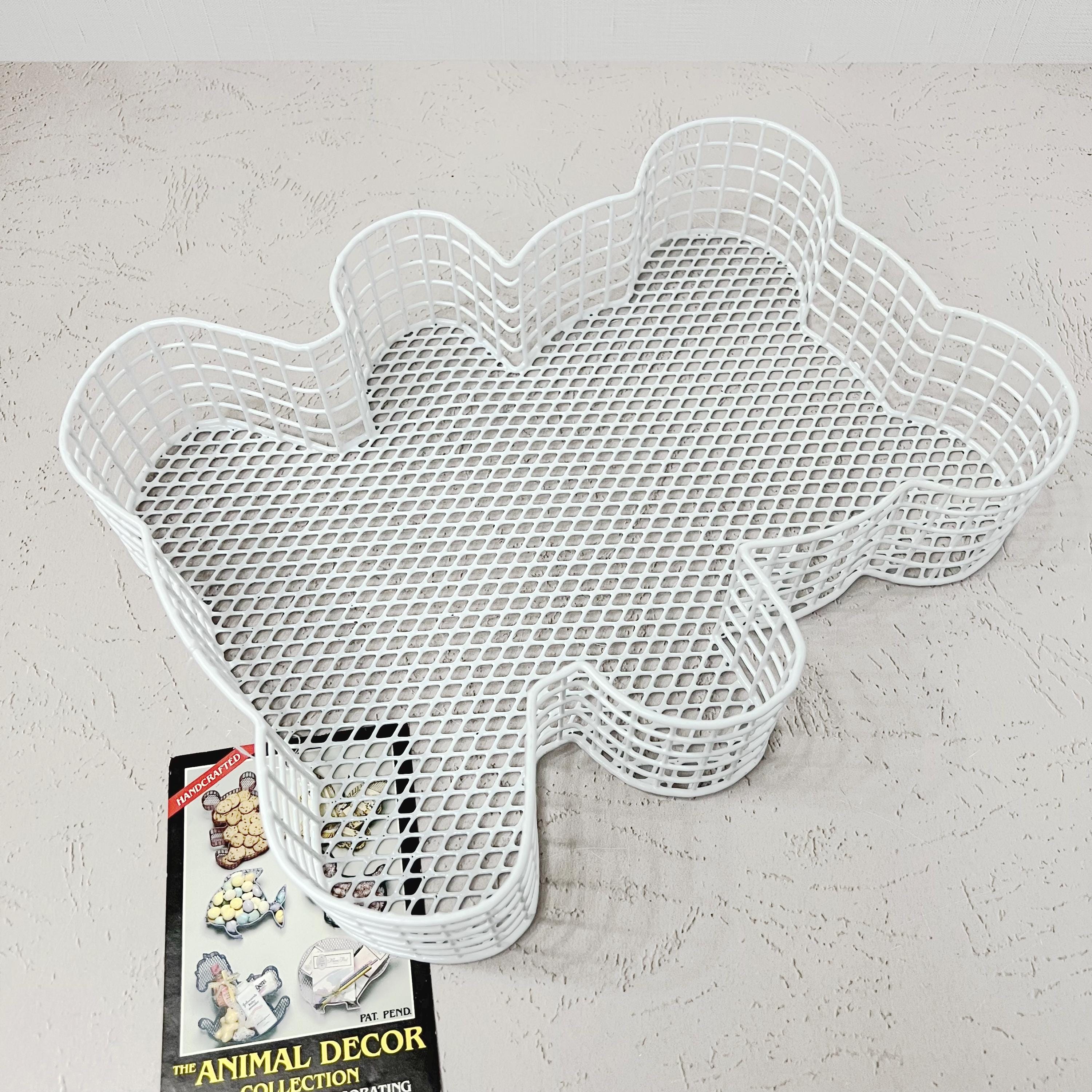 Vintage White Teddy Bear Wire Basket - Etsy