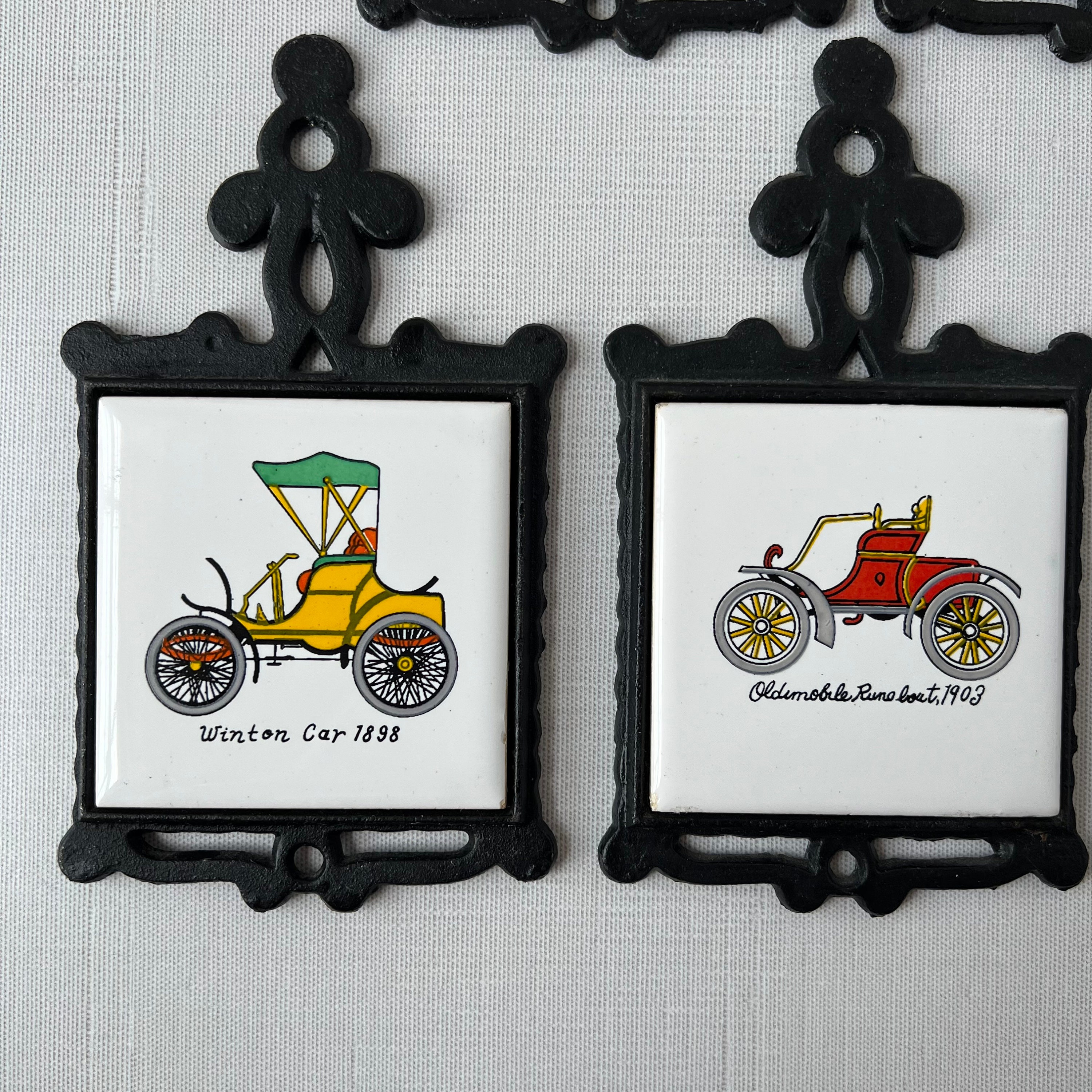 Vintage Cast Iron Antique Car Tile Trivets - Etsy