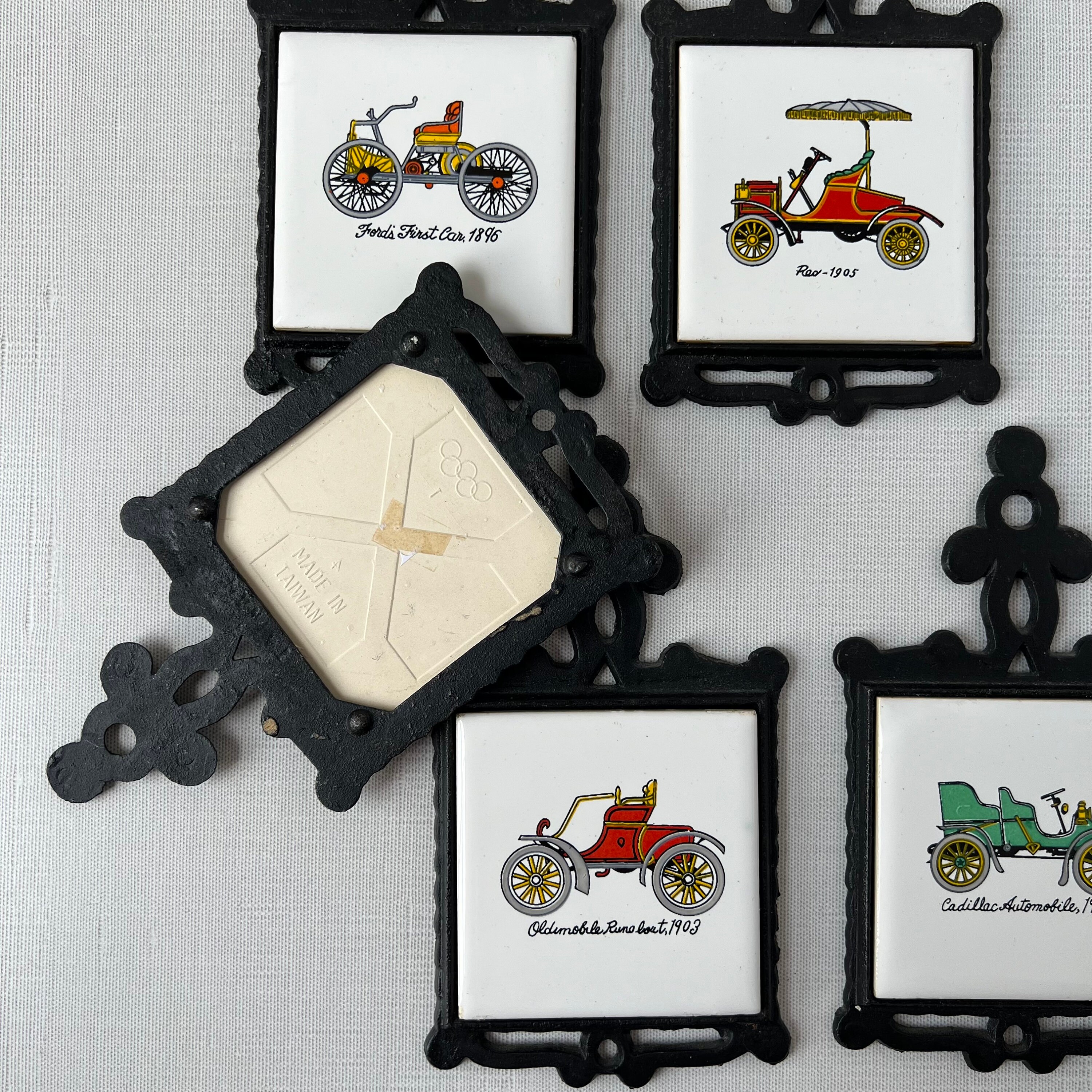 Vintage Cast Iron Antique Car Tile Trivets - Etsy