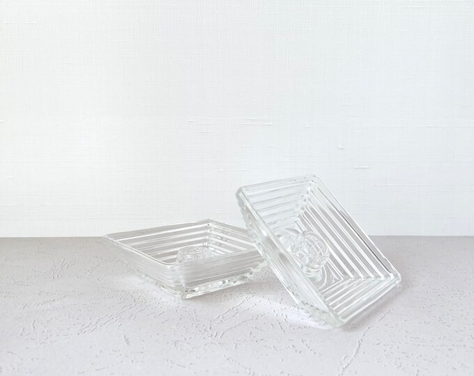 Vintage 1930s Anchor Hocking Manhattan Clear Glass Candlestick Holder ...