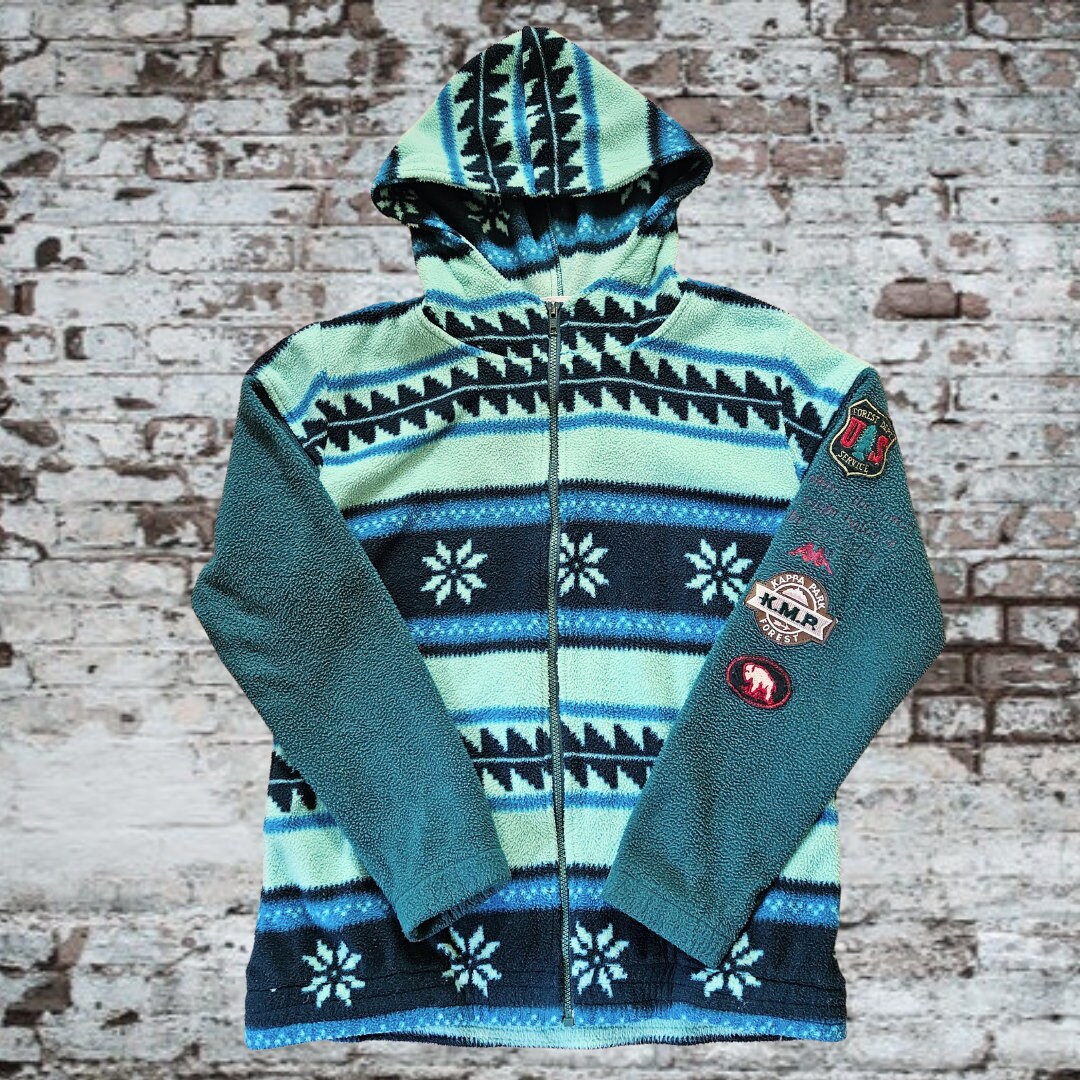 1980s Fairisle Kappa Hooded Forest Fleece XL. True Vintage, Eighties ...