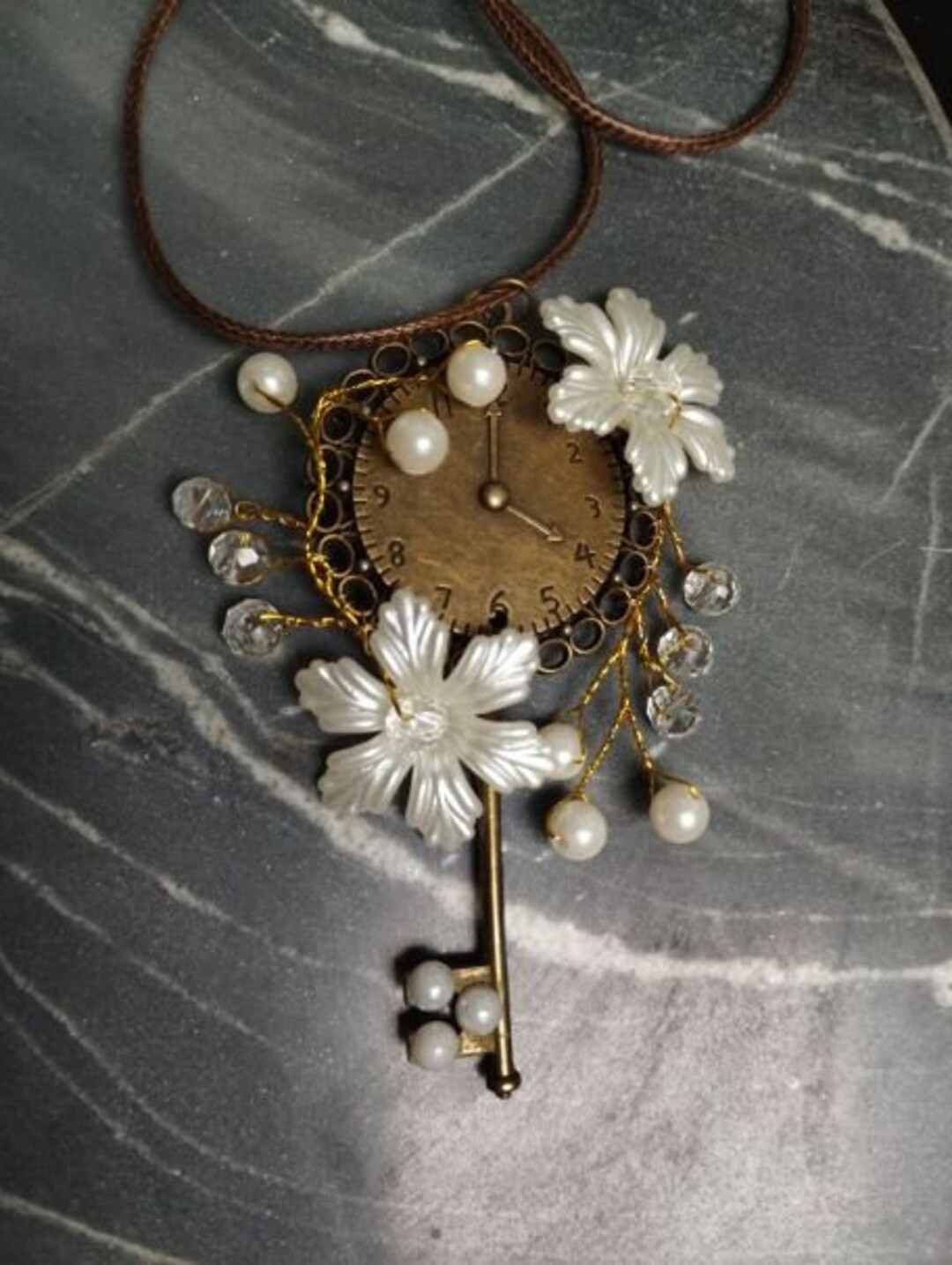 Chain Steampunk Watch Key With Flowers - Etsy