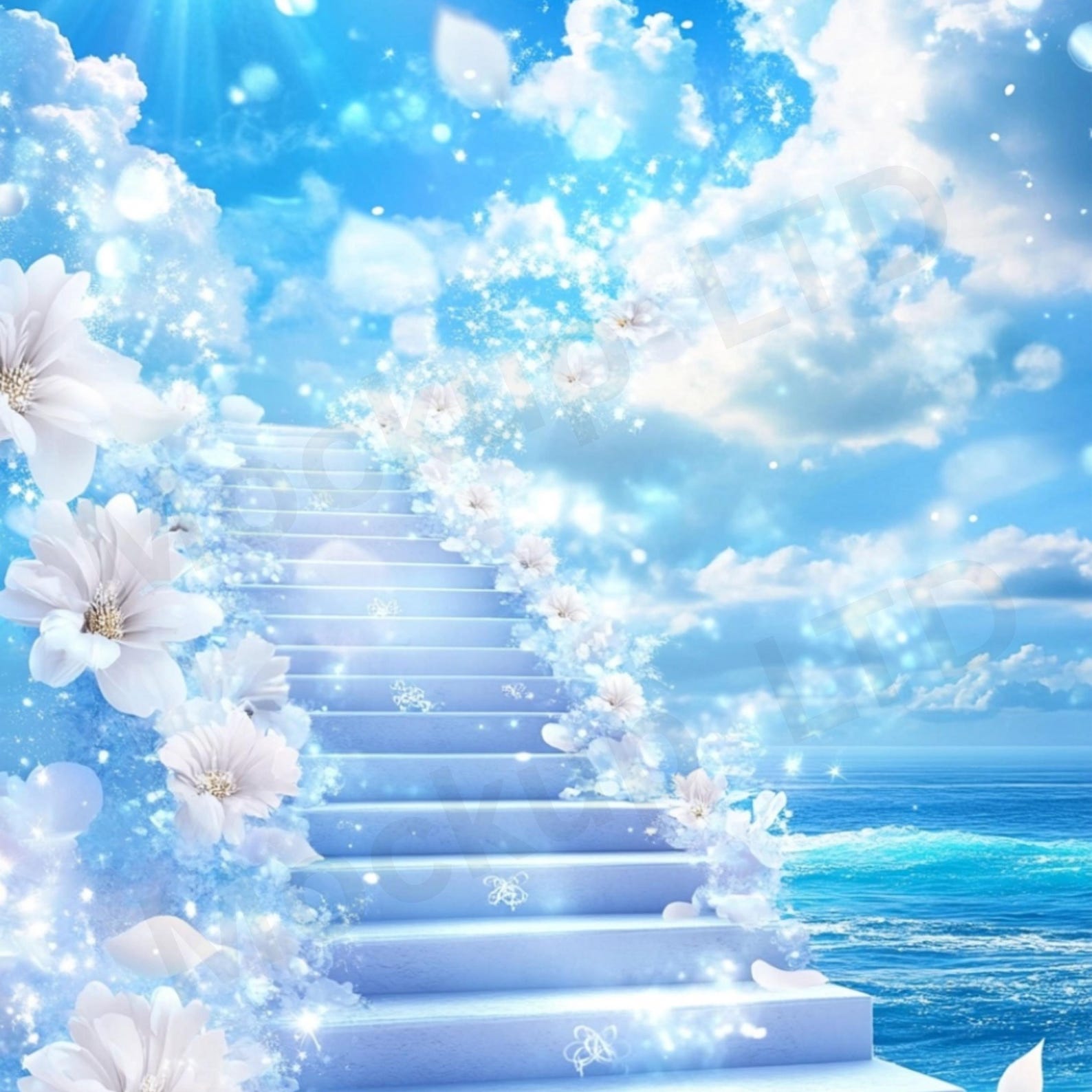 Floral Stairway Digital Backdrop: Fantasy Wedding Photography (digital ...
