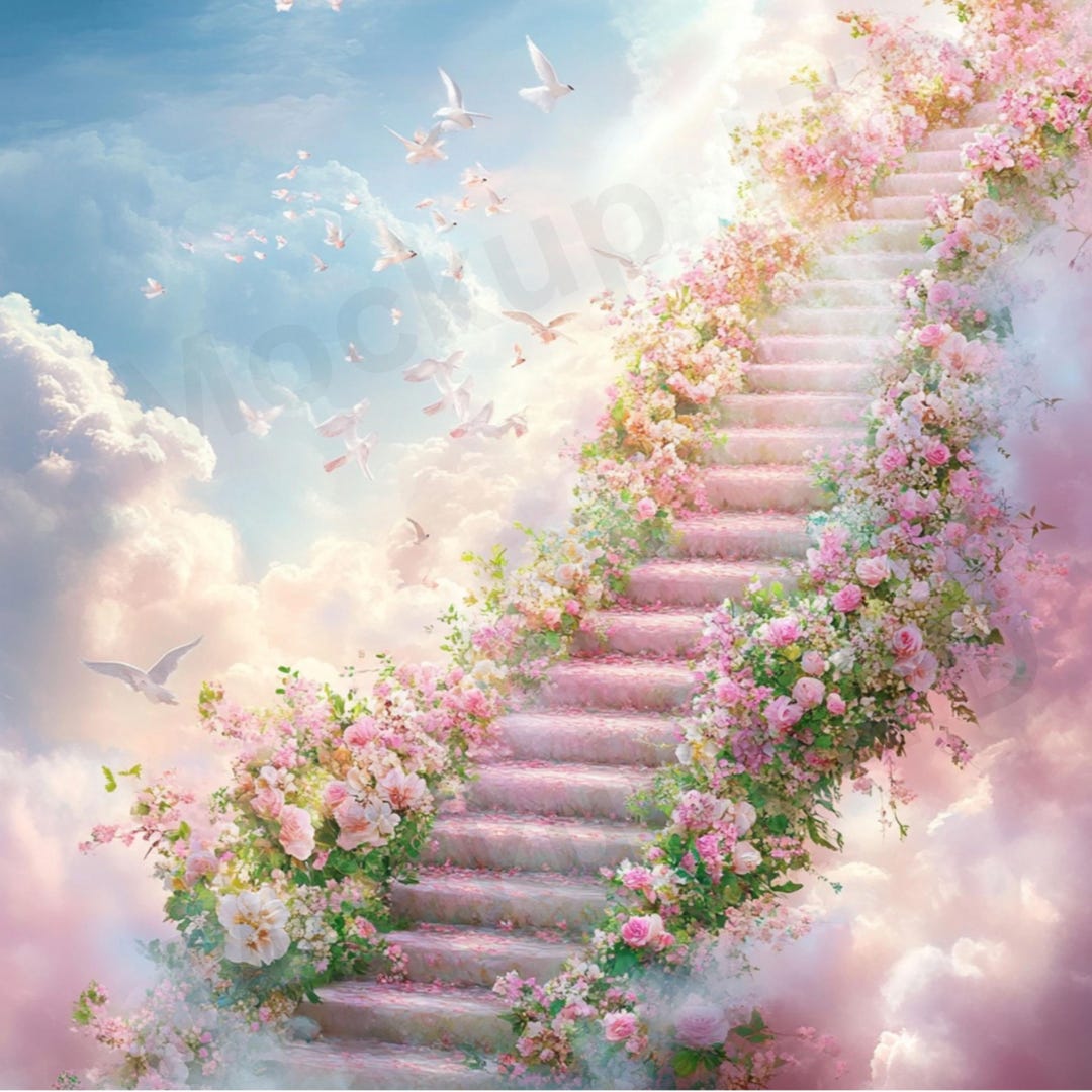 Floral Steps Digital Background Photography Digital Backdrop Composite ...