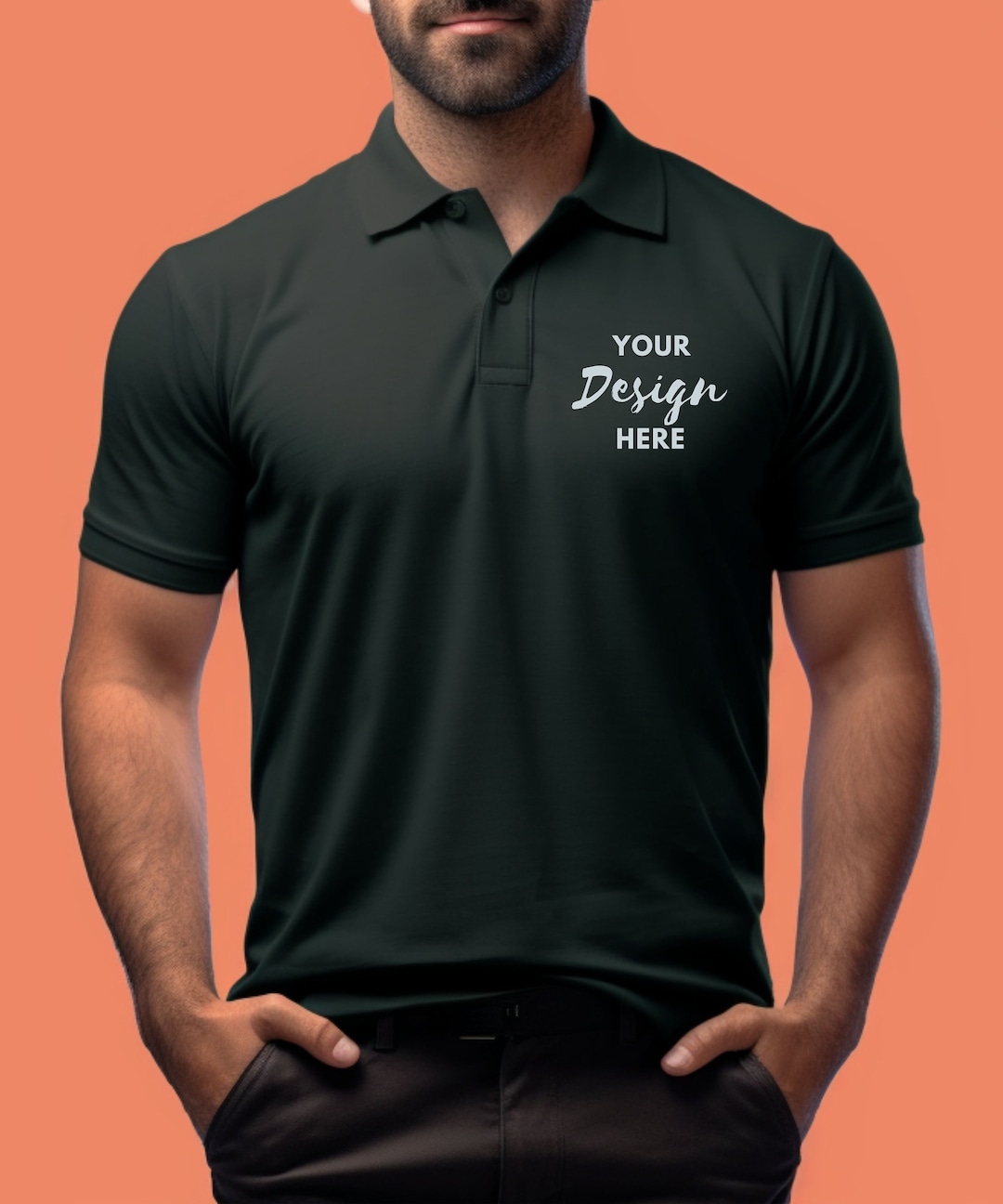 Polo Shirt Mockup, Male Model Black Shirt Mockup, Tshirt Mockup, Black ...
