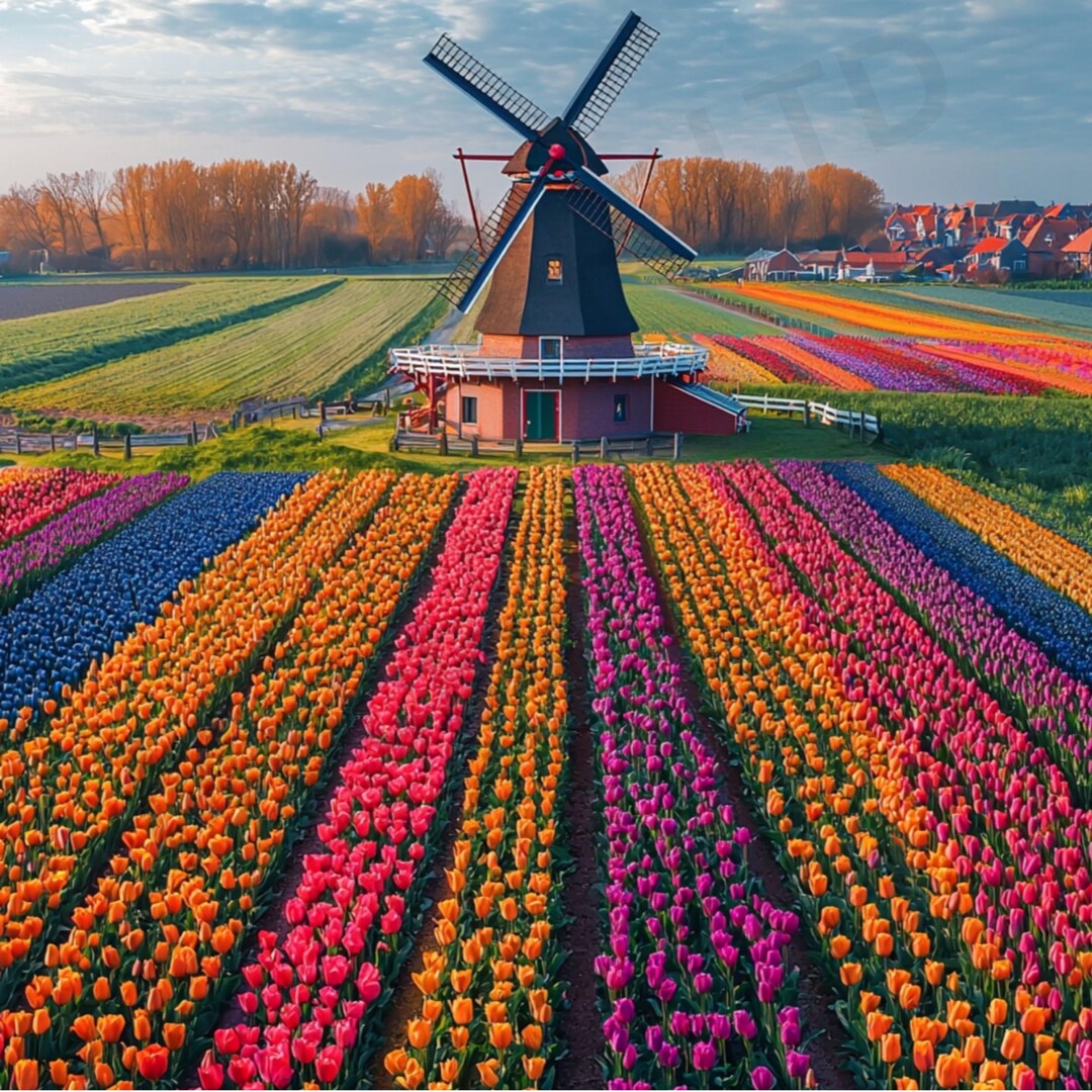 Tulip Field Digital Backdrop: Spring Floral Photography Background ...